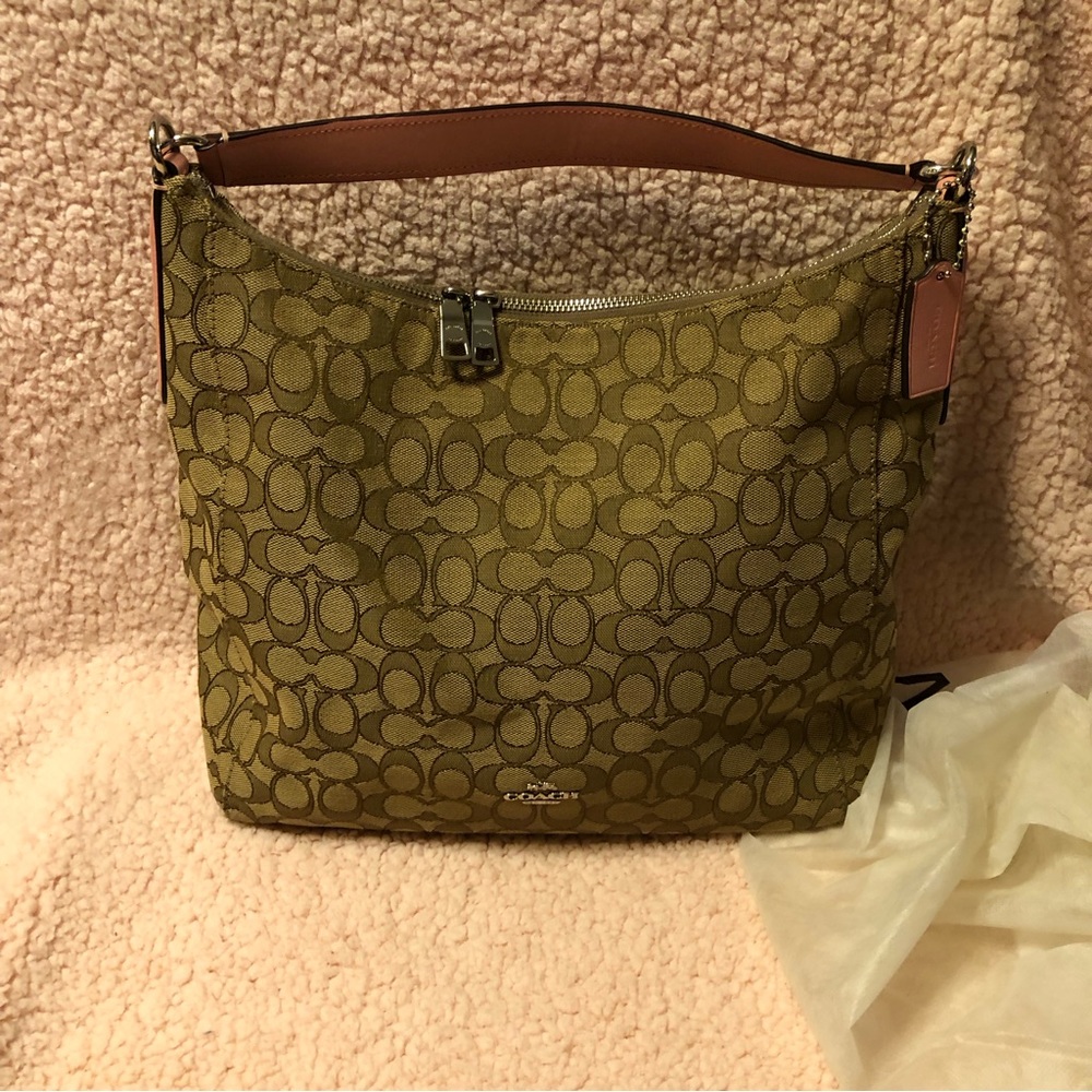 Coach Purse, Tan With Coach “C’s” On Front With Pink … - Gem